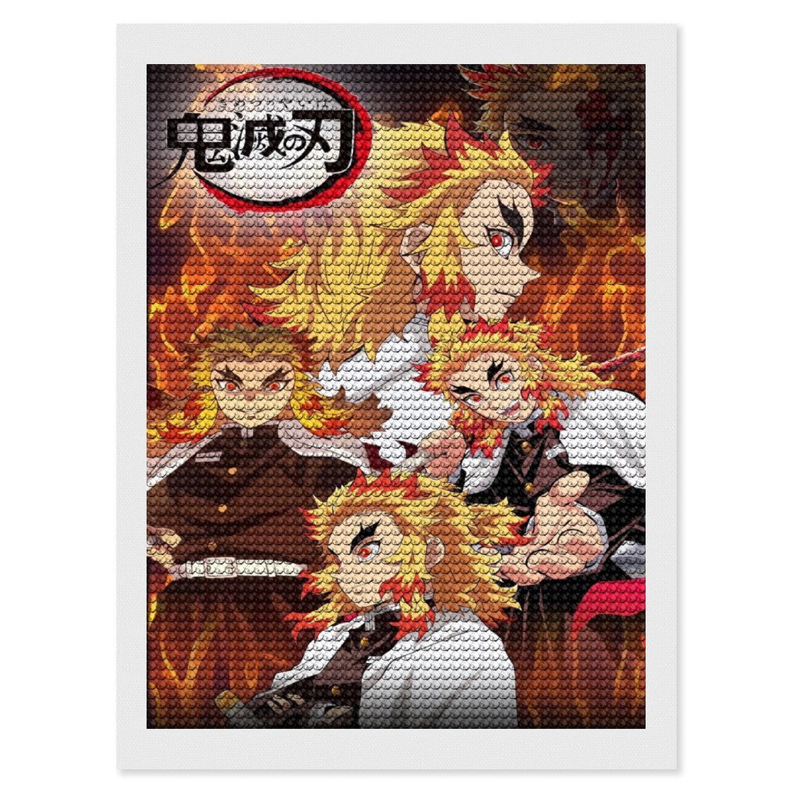 Demon Slayer Kyojuro Rengoku Diamond Art Kits for Adults 5D Diamond Art ...