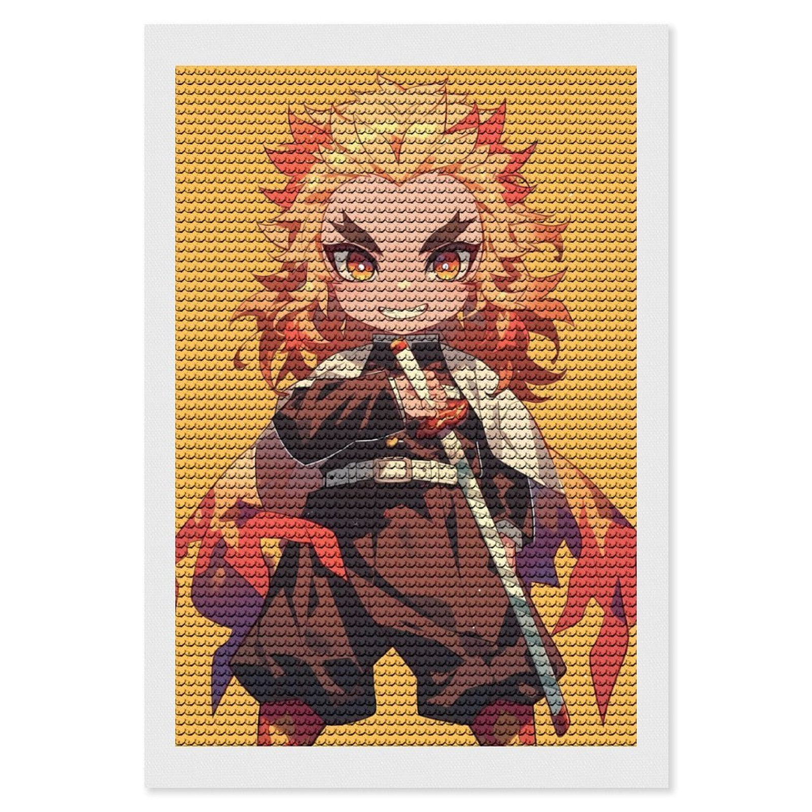 Demon Slayer Kyojuro Rengoku Diamond Art Kits for Adults 5D Diamond Art ...