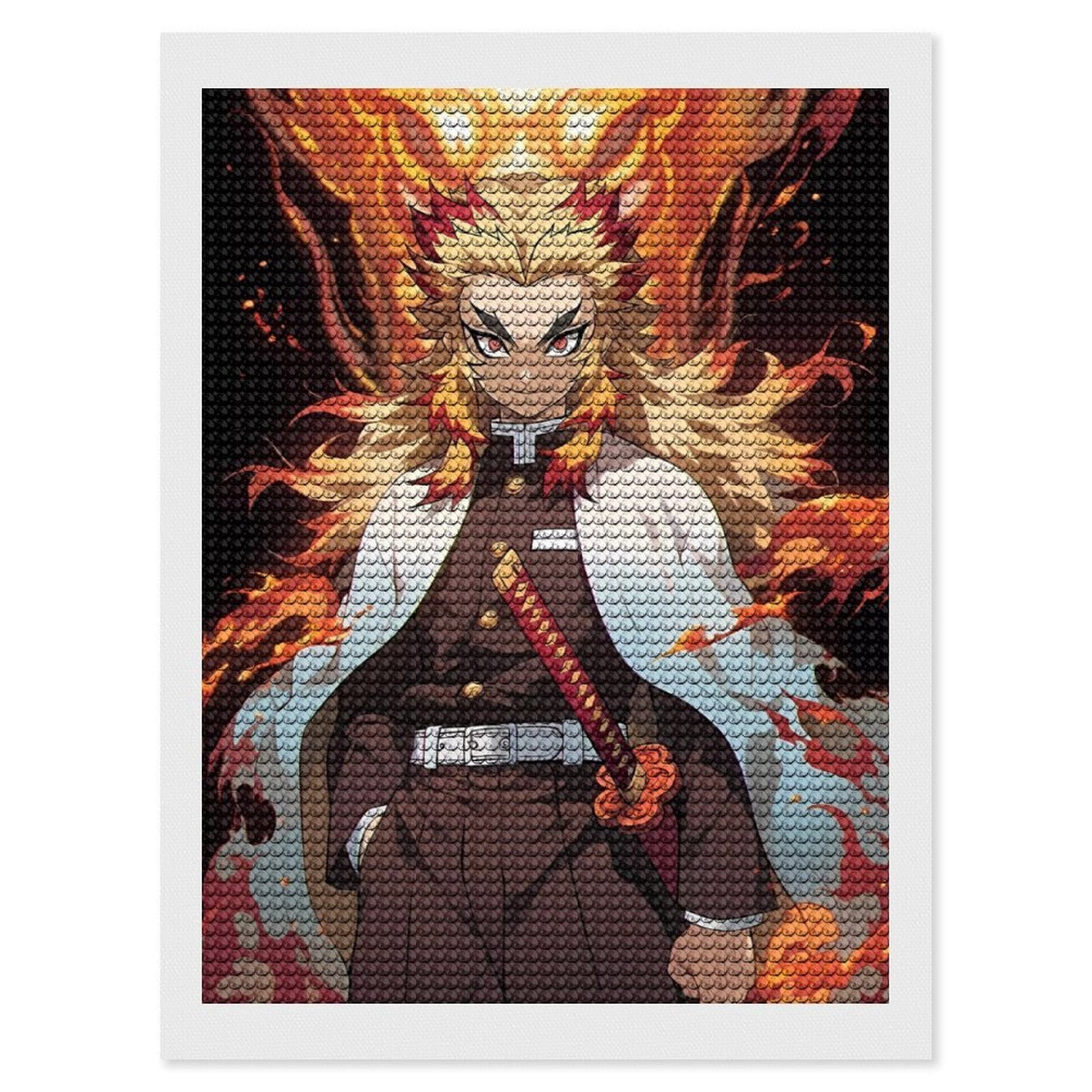 Demon Slayer Kyojuro Rengoku Diamond Art Kits for Adults 5D Diamond Art ...