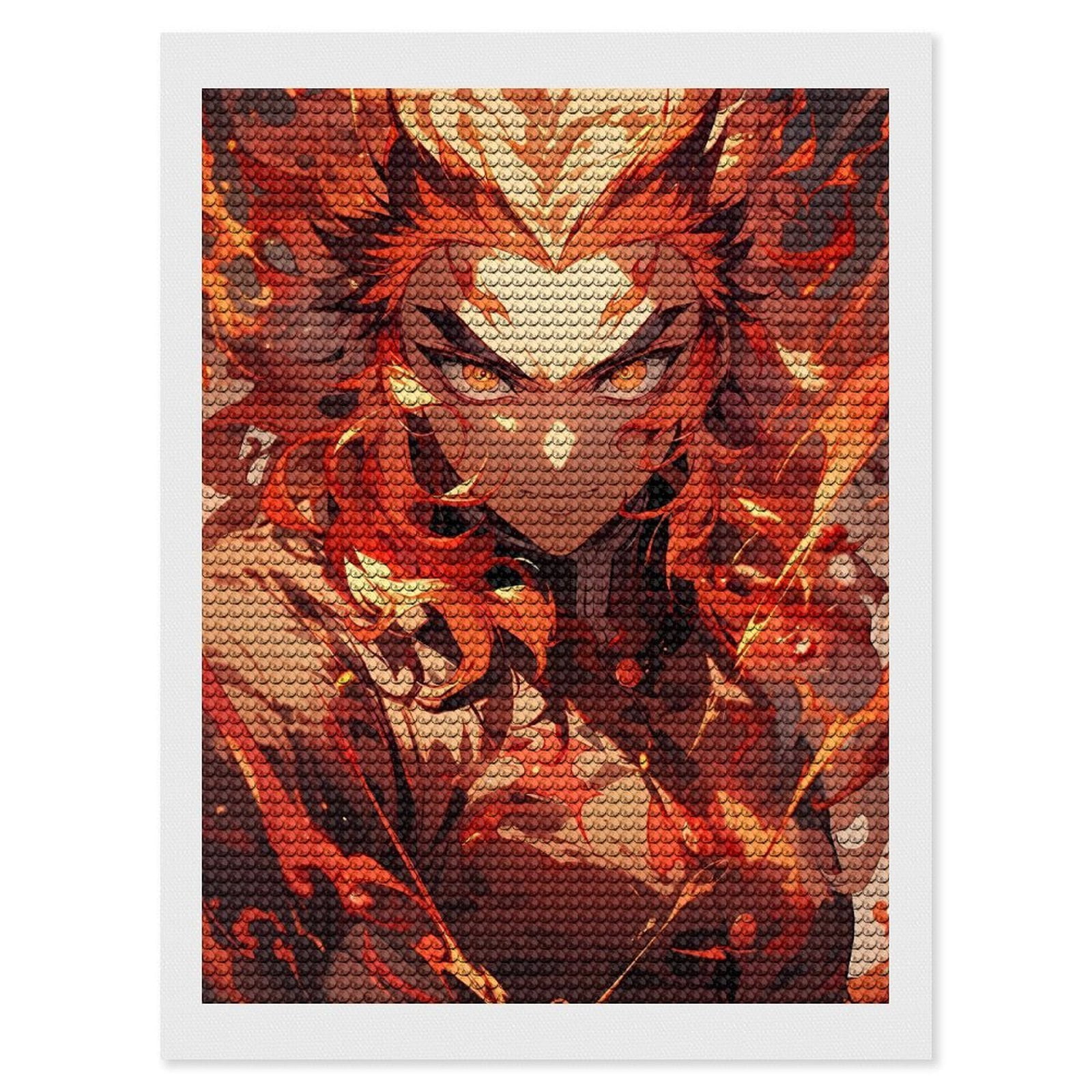 Demon Slayer Kyojuro Rengoku Diamond Art Kits for Adults 5D Diamond Art ...