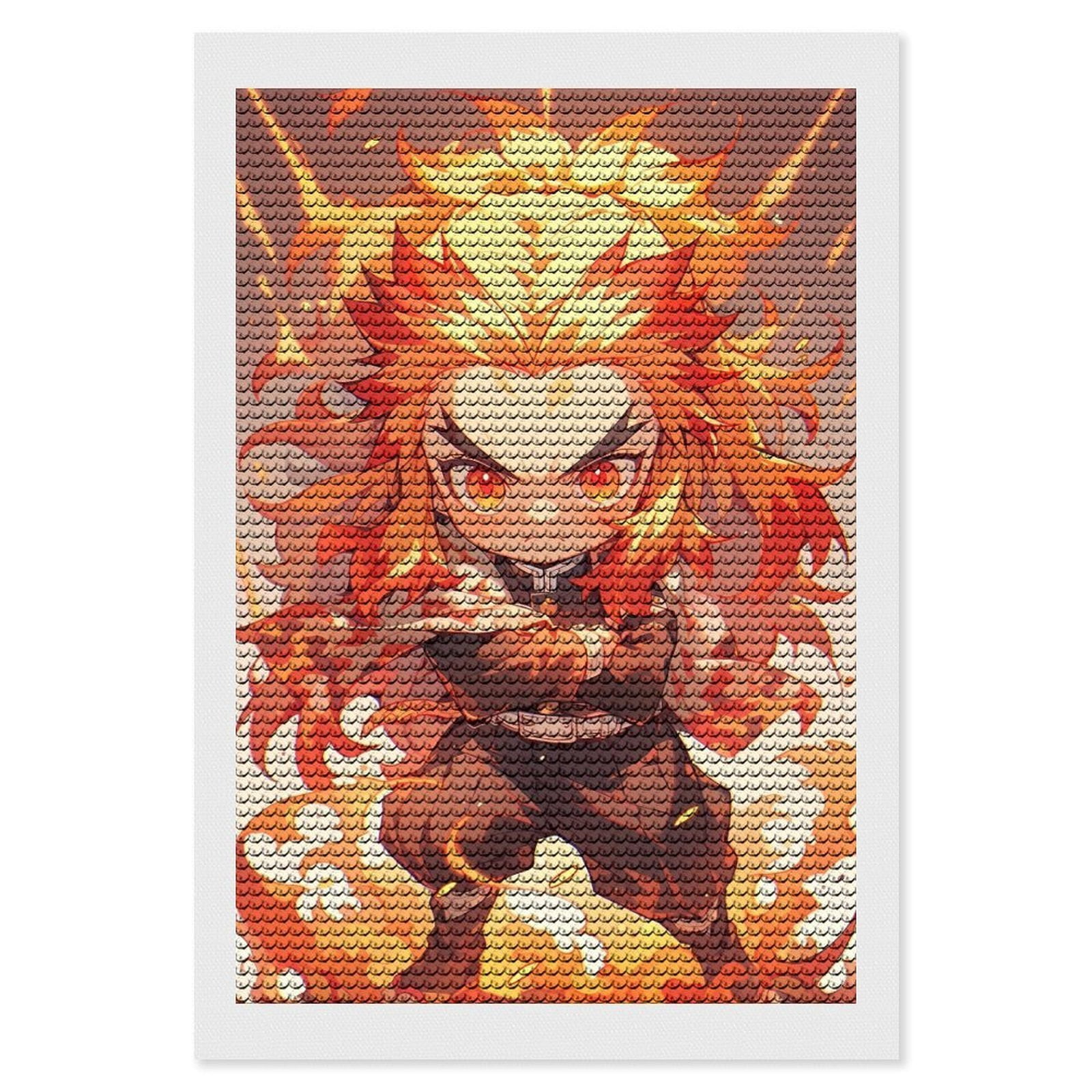 Demon Slayer Kyojuro Rengoku Diamond Art Kits for Adults 5D Diamond Art ...