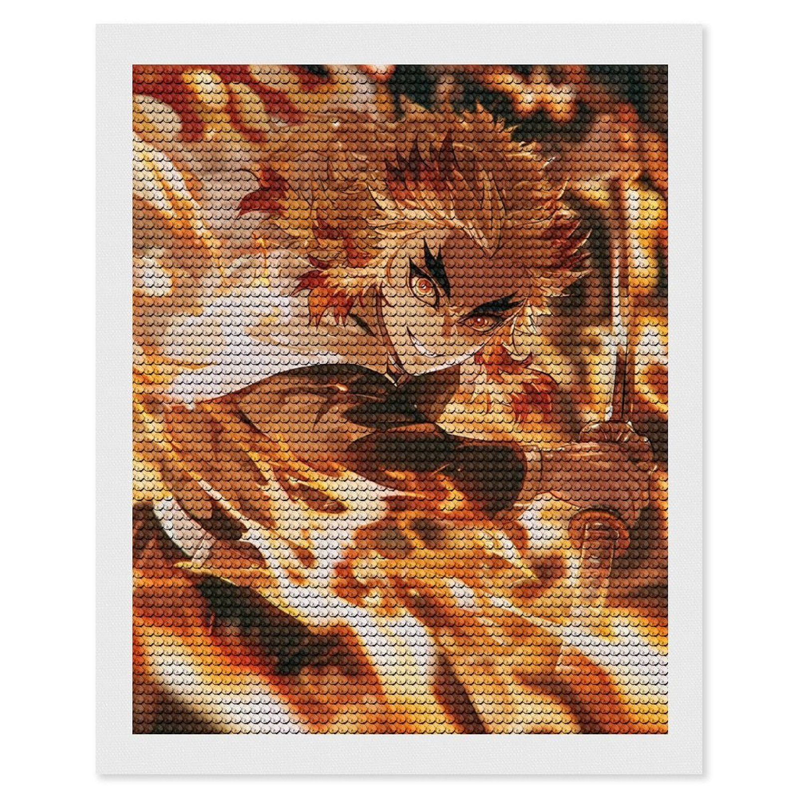 Demon Slayer Kyojuro Rengoku Diamond Art Kits for Adults 5D Diamond Art ...