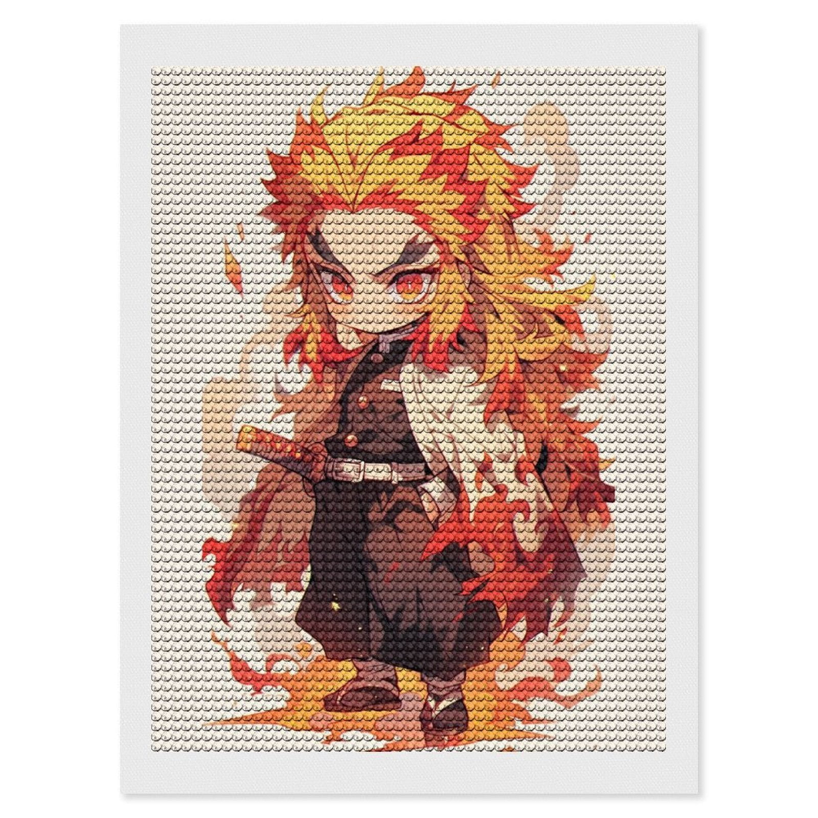 Demon Slayer Kyojuro Rengoku Diamond Art Kits for Adults 5D Diamond Art ...