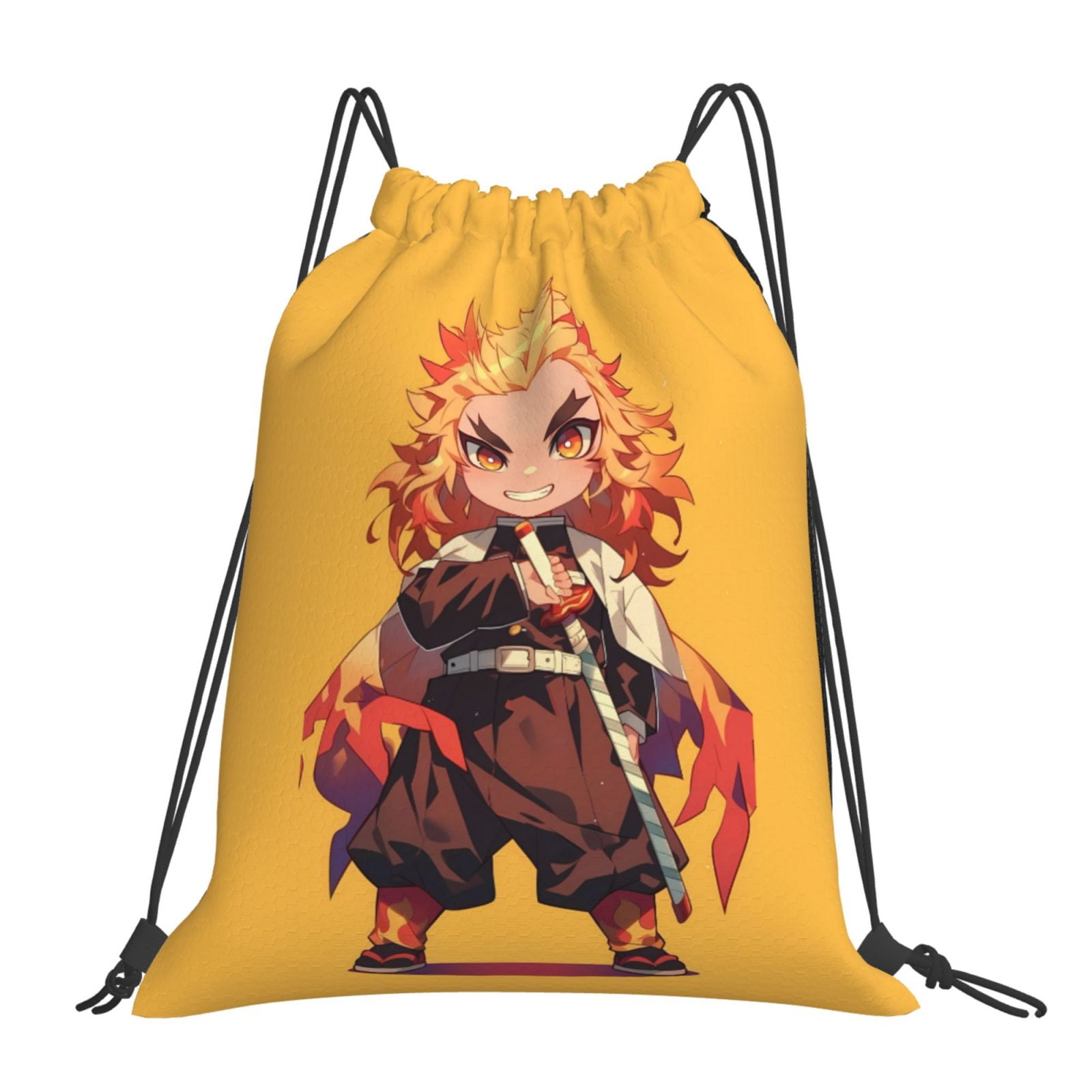Demon Slayer Kyojuro Rengoku Drawstring Backpack Sport Gym Bag For Yoga ...