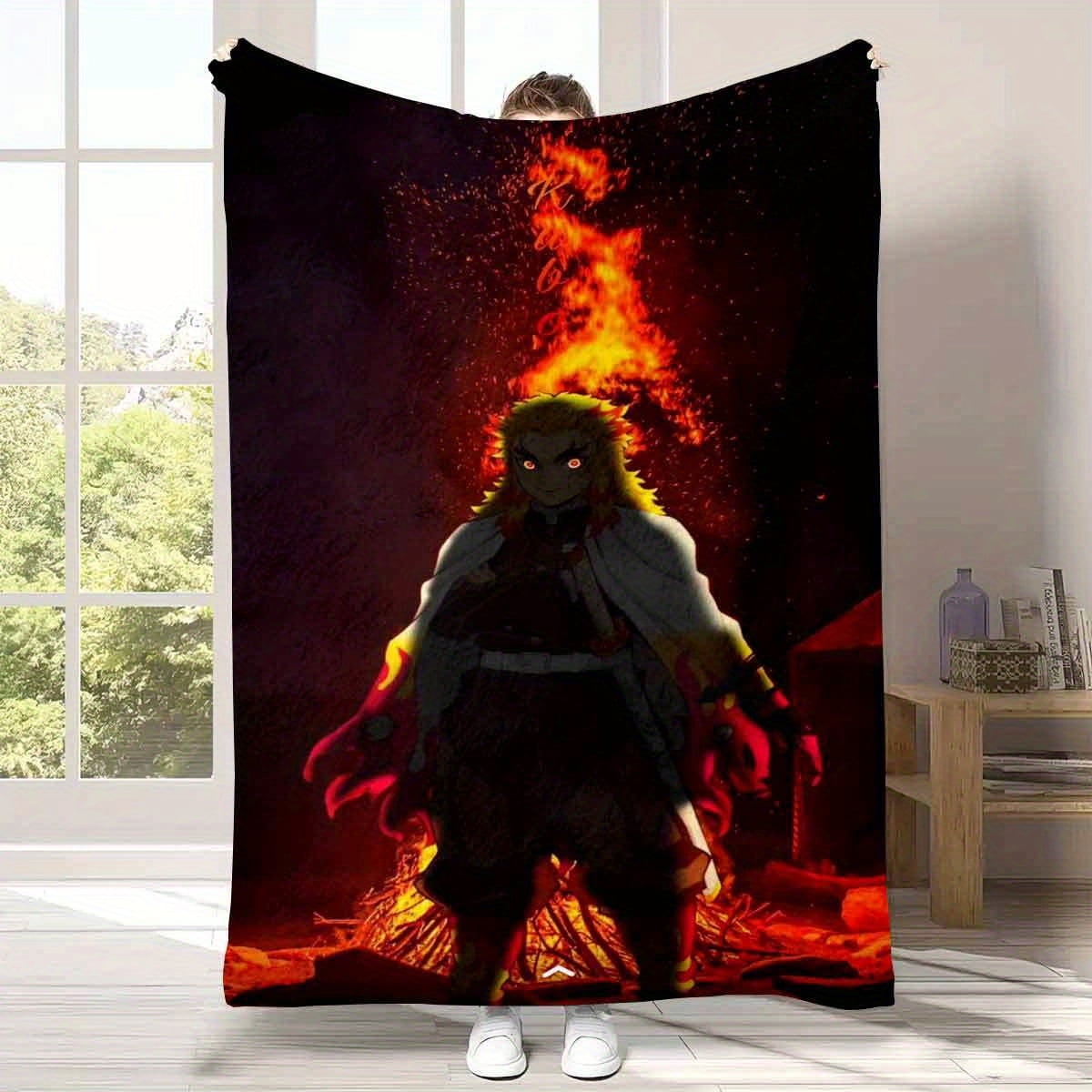 Demon Slayer Kyojuro Rengoku Flannel Blanket - Flame Hashira Anime ...