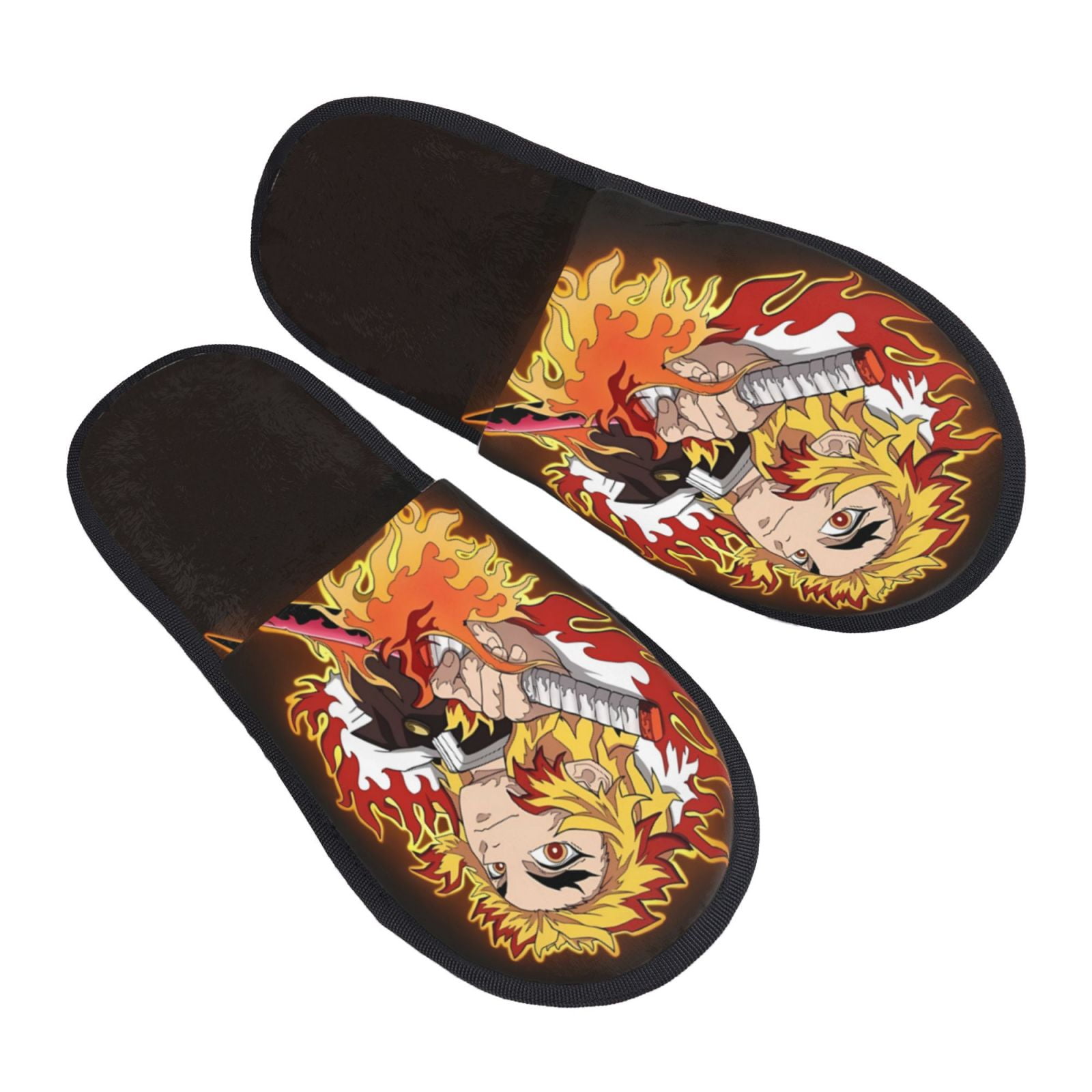 Demon Slayer Kyojuro Rengoku Furry Slippers For Men Women Fuzzy House ...