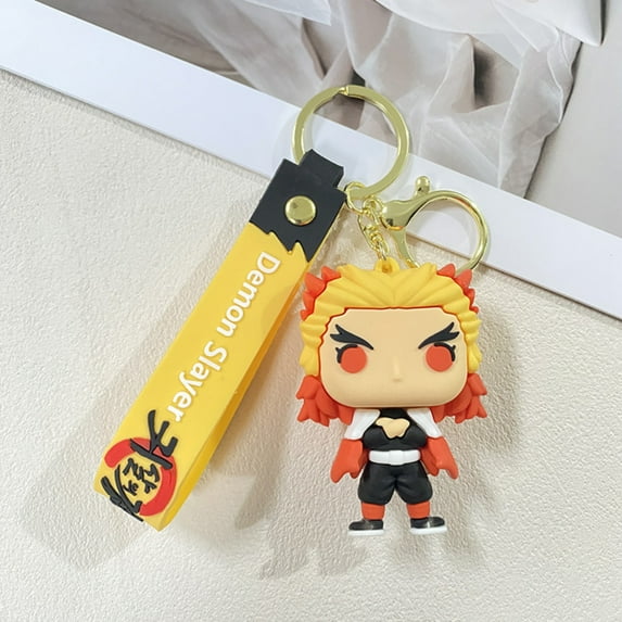 Demon Slayer Kyojuro Rengoku Keychain - Blonde Hair Flame Pattern ...