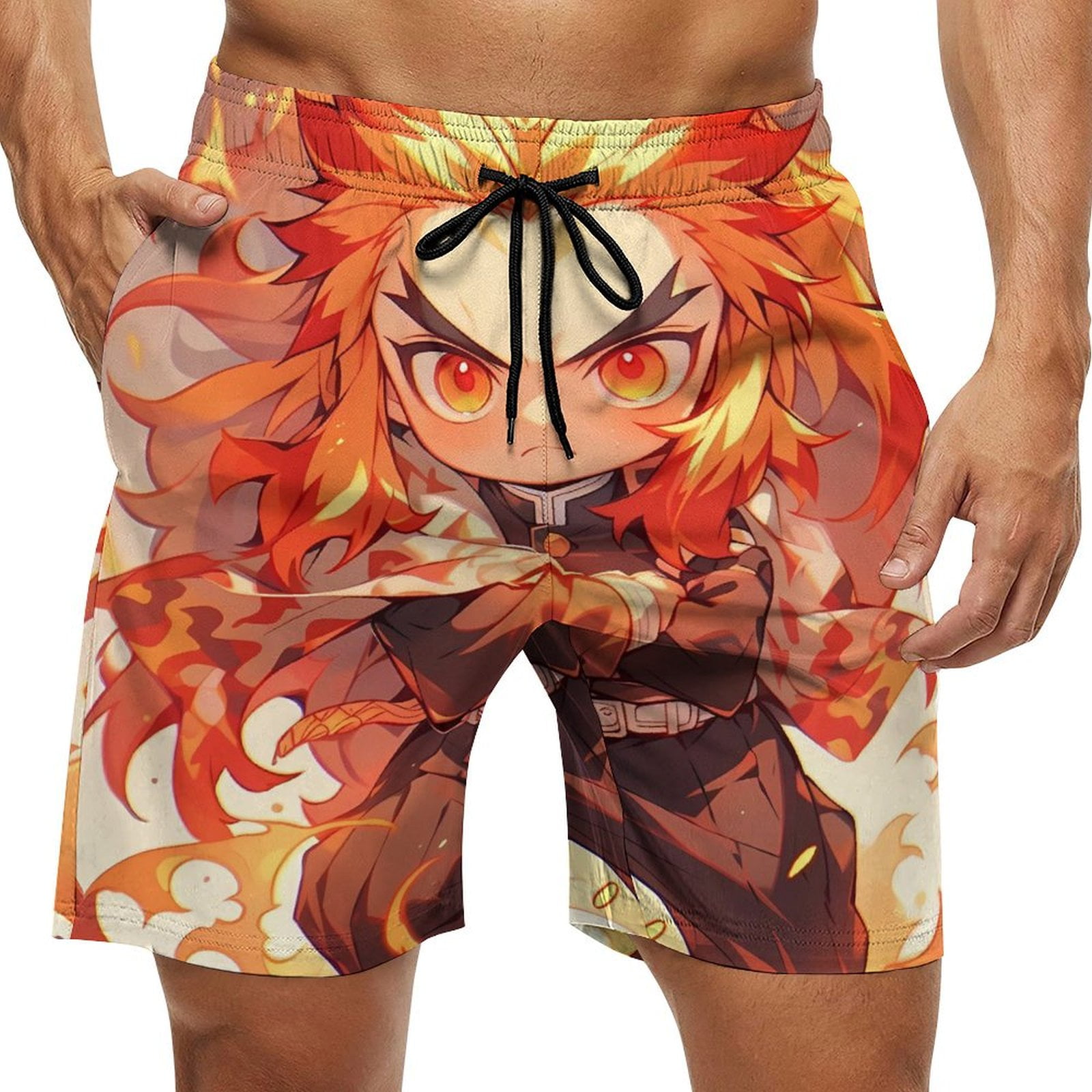Demon Slayer Kyojuro Rengoku Men's Beach Shorts Swim Trunks Quick Dry ...