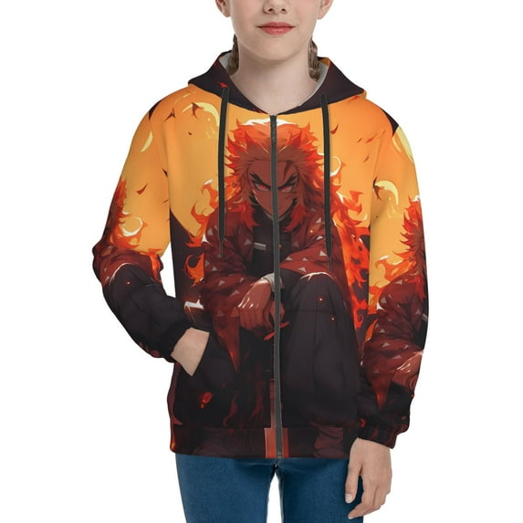Demon Slayer Kyojuro Rengoku Teens Boys Girls Zip Up Hoodies 3d Print ...