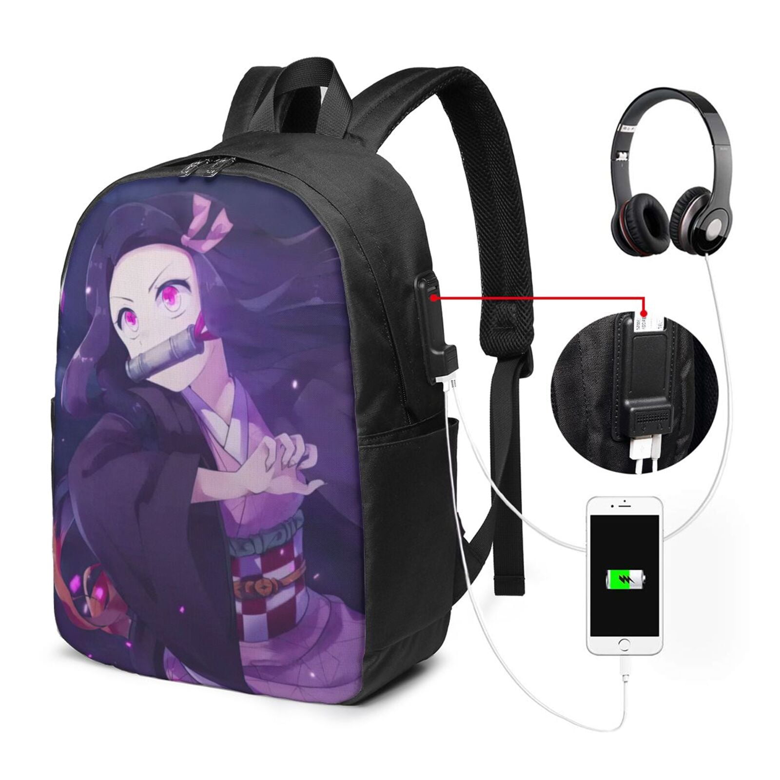 Demon Slayer Laptop Backpack With Usb Charging Port, Anime Laptop Bag ...