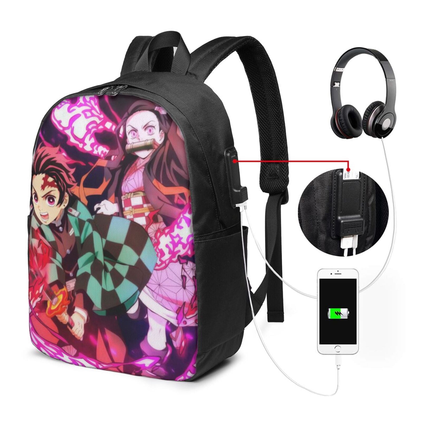 Demon Slayer Laptop Backpack With Usb Charging Port, Anime Laptop Bag ...