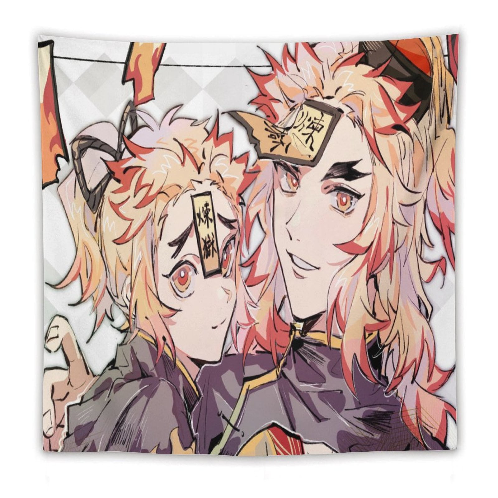 Demon Slayer -Line Art Tapestry Tanjiro Nezuko Kocho 60"x60" in ...