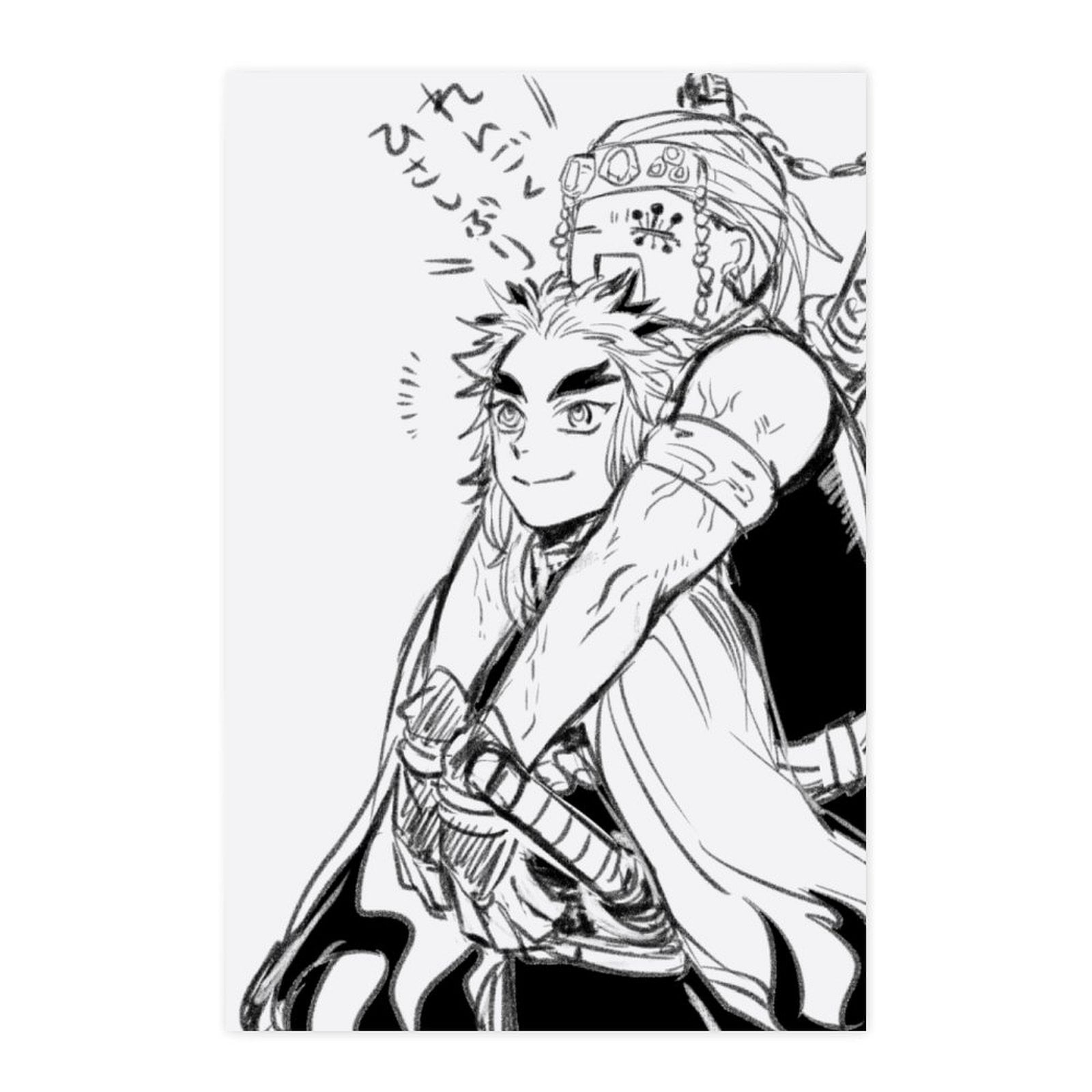 Demon Slayer -Line Art Wall Poster Self adhesive Tanjiro Nezuko Kocho ...