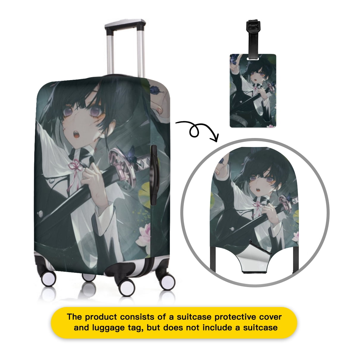 Demon Slayer Luggage Cover, Hard Shell Suitcase Cover with Luggage Tag ...