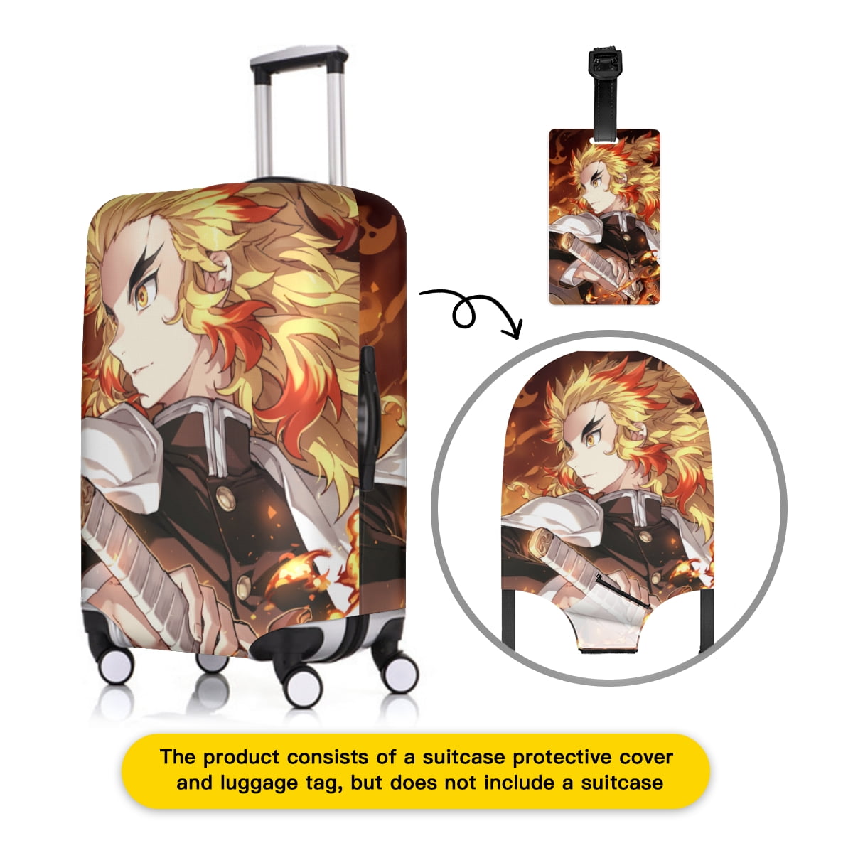 Demon Slayer Luggage Cover, Hard Shell Suitcase Cover with Luggage Tag, 21inch/25inch/28inch ...