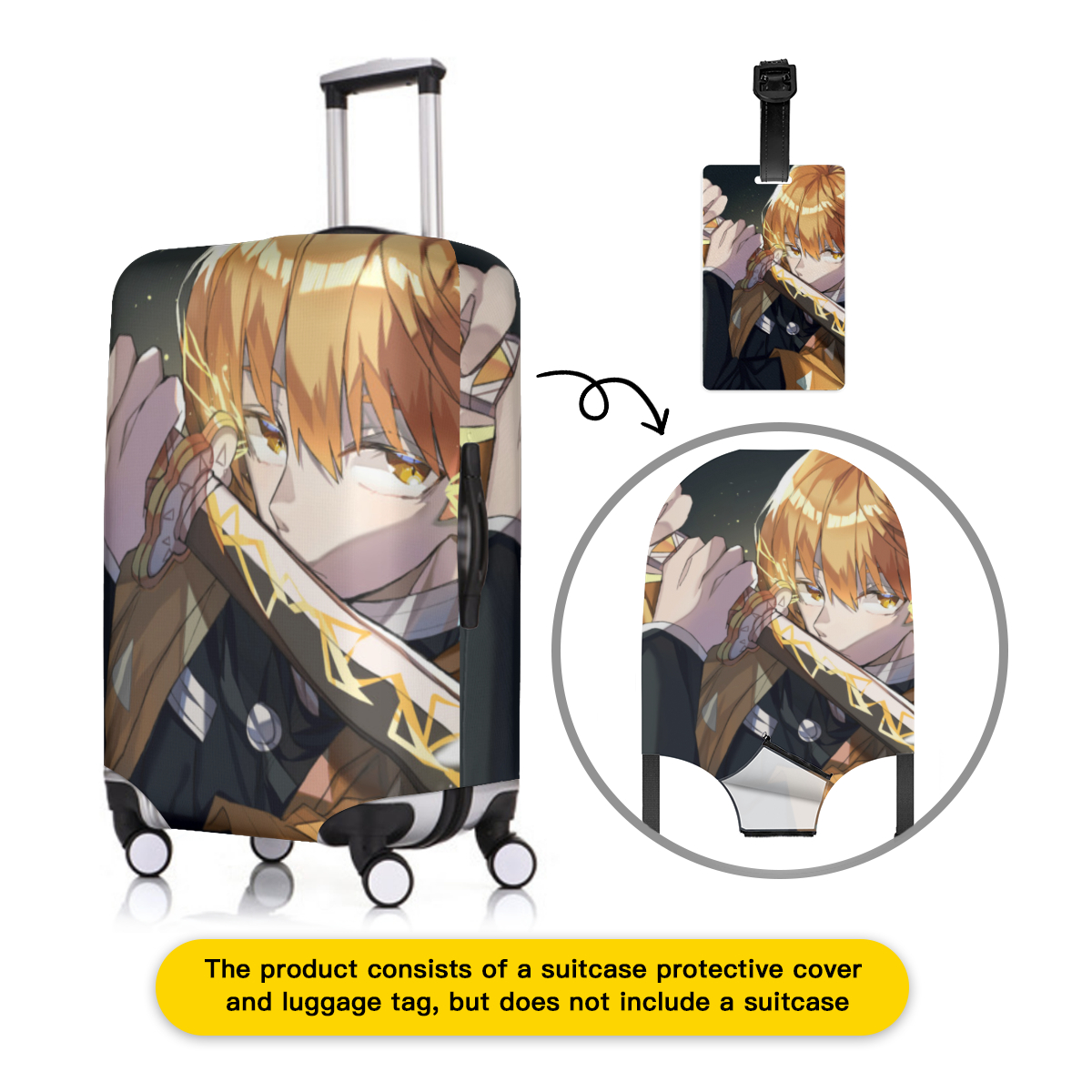 Demon Slayer Luggage Cover, Hard Shell Suitcase Cover with Luggage Tag ...