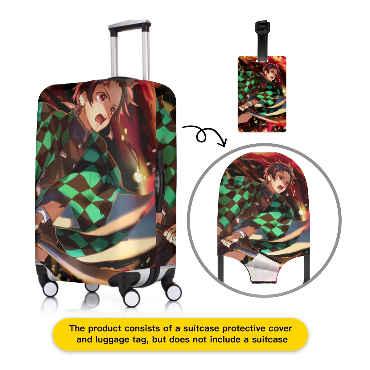 Demon Slayer Luggage Cover, Hard Shell Suitcase Cover with Luggage Tag, 21inch/25inch/28inch ...