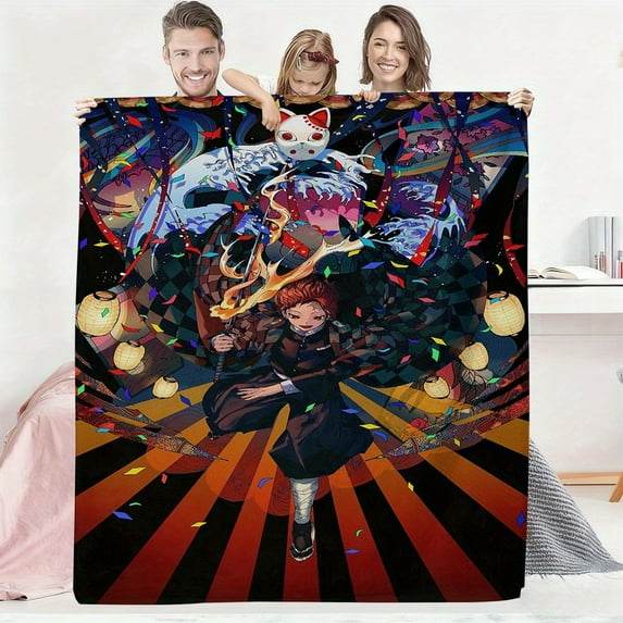 Demon Slayer Makomo & Sabito Throw Blanket Super Soft Anime Kimetsu no ...