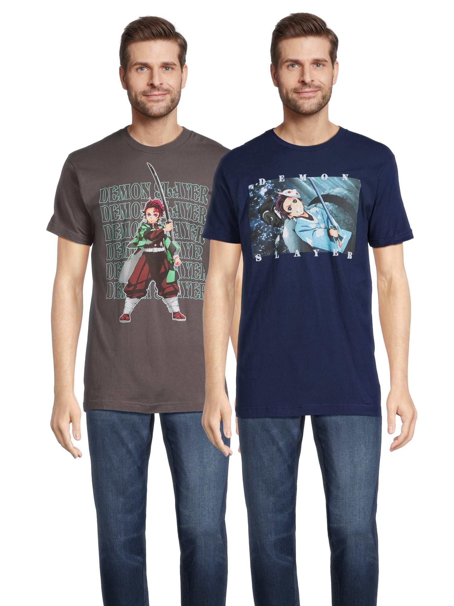 Demon Slayer Graphic Tee Shirts 2-Pack - S-3XL Anime Apparel - Walmart.com