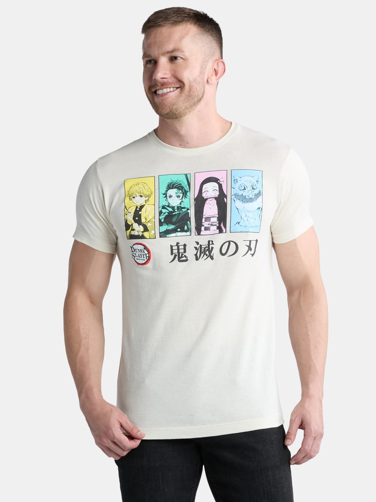 Demon Slayer Men's and Big Men's Graphic Tee with Short Sleeves, Sizes ...