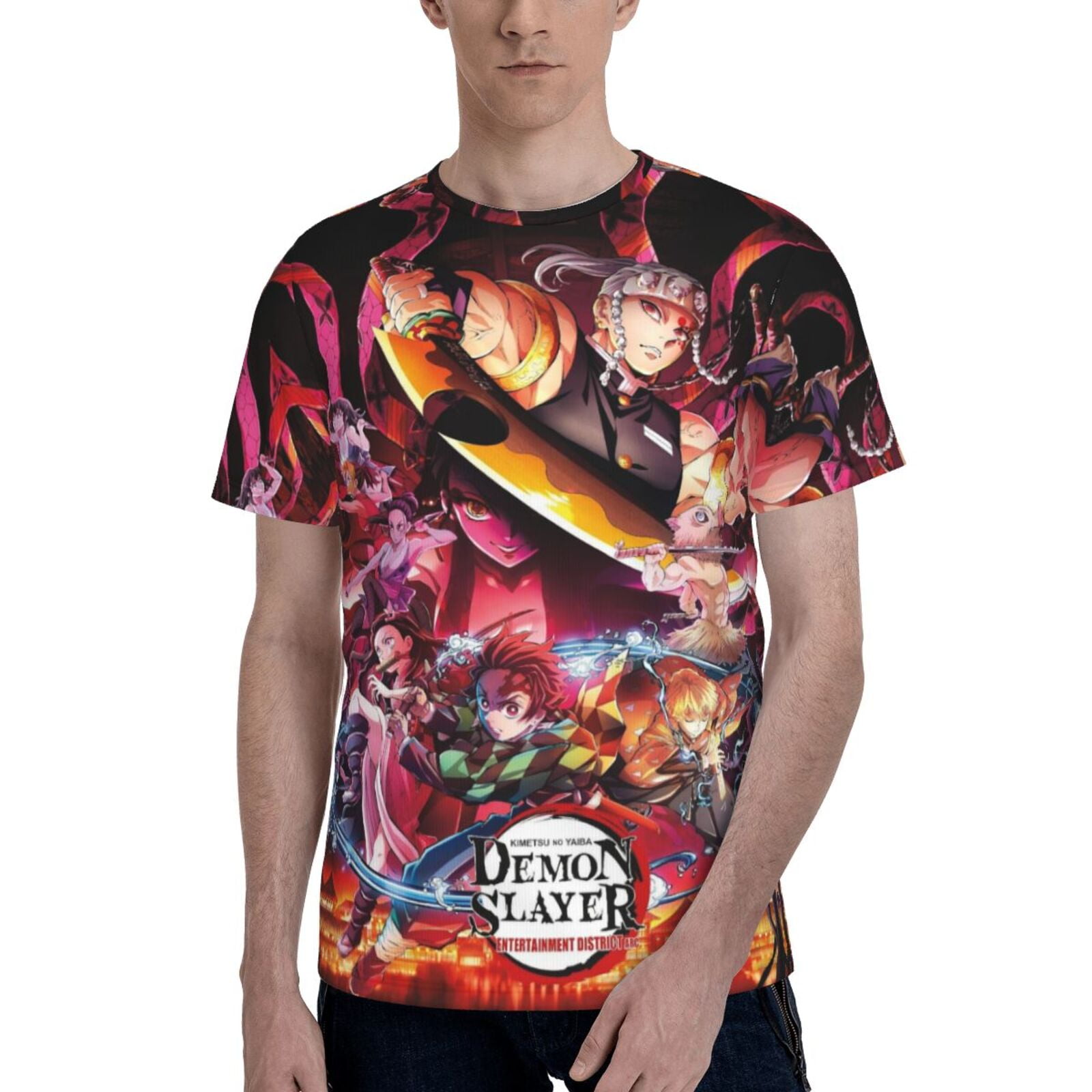 Demon Slayer Mens 3d Graphic Print Shirts Casual Short Sleeve Tee Shirts - Walmart.com
