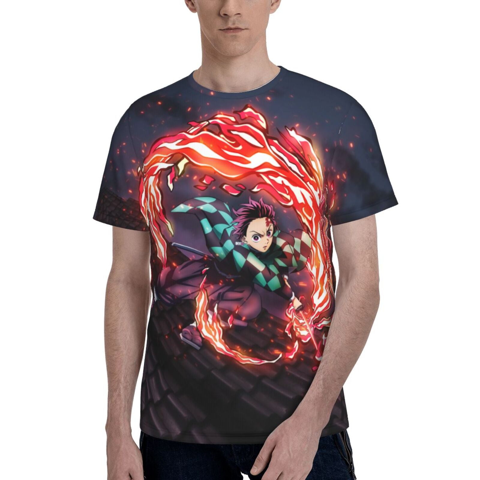 Demon Slayer Mens 3d Graphic Print Shirts Casual Short Sleeve Tee ...