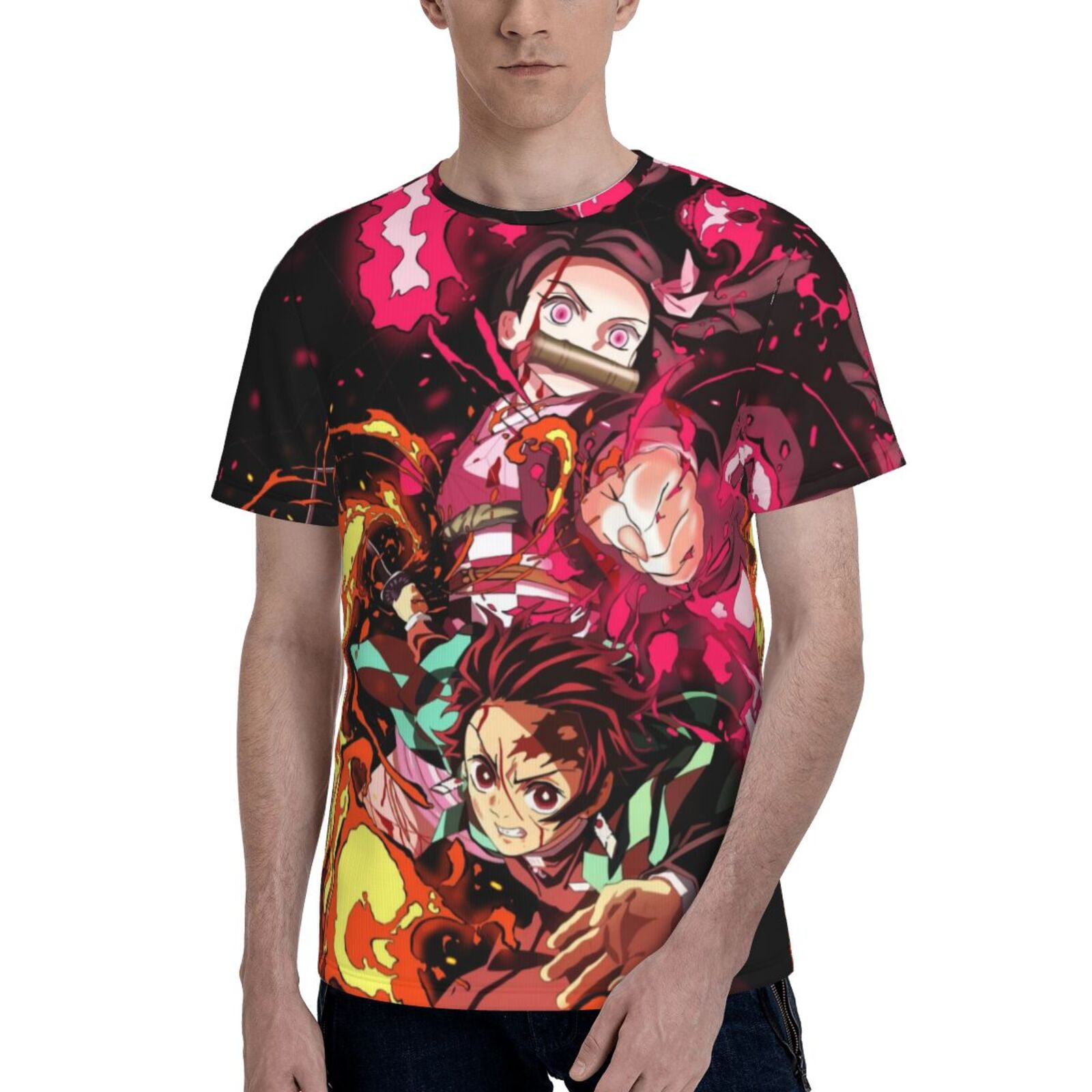 Demon Slayer Mens 3d Graphic Print Shirts Casual Short Sleeve Tee Shirts - Walmart.com