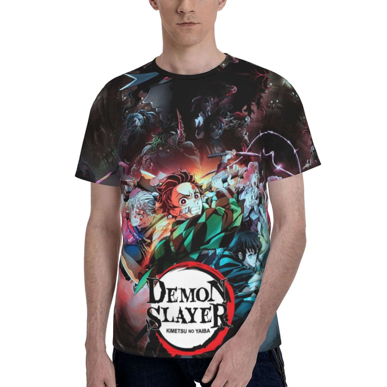 Demon Slayer Mens 3d Graphic Print Shirts Casual Short Sleeve Tee ...