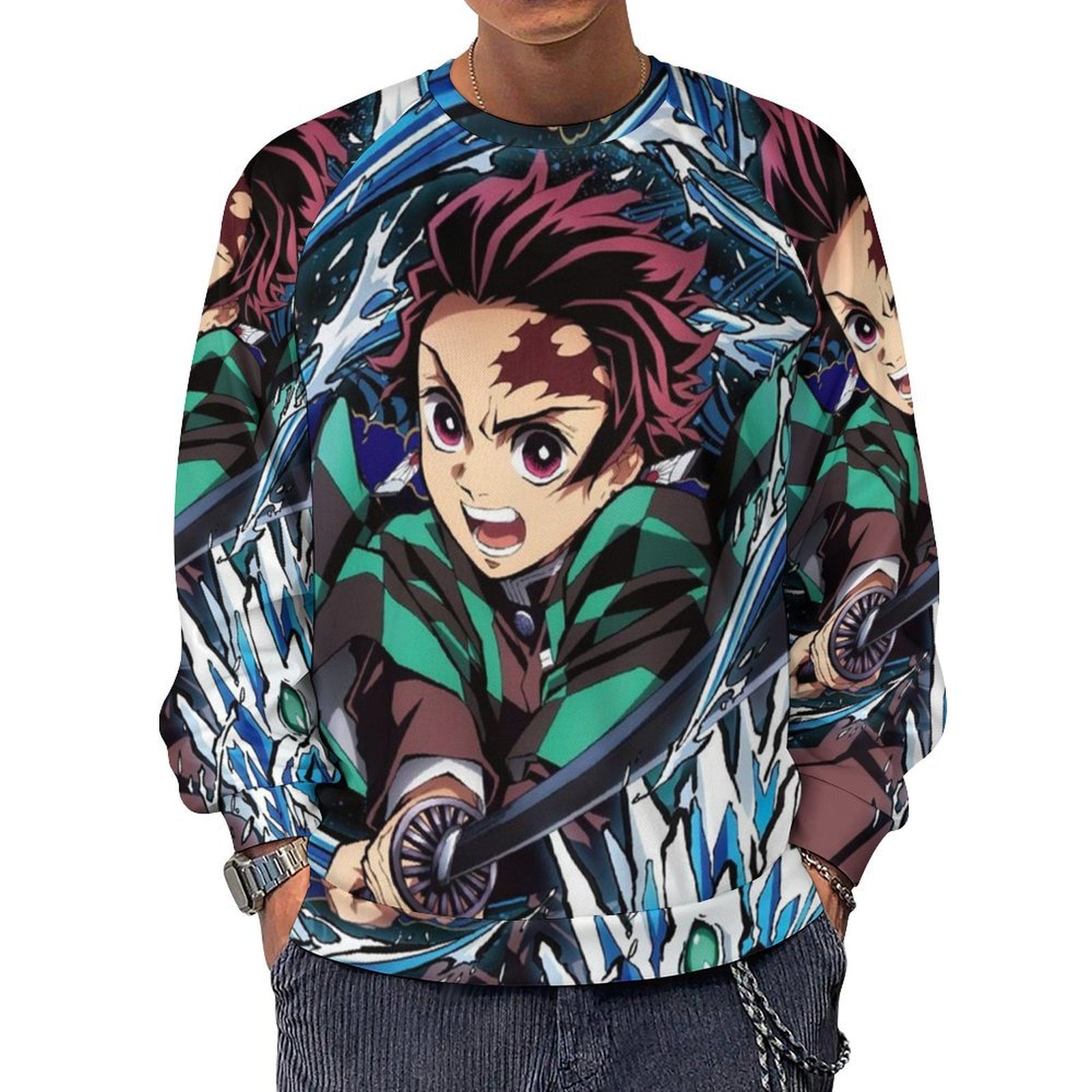 Demon Slayer Mens Crew Neck Sweatshirt 3D Printing Fall Clothes Long ...