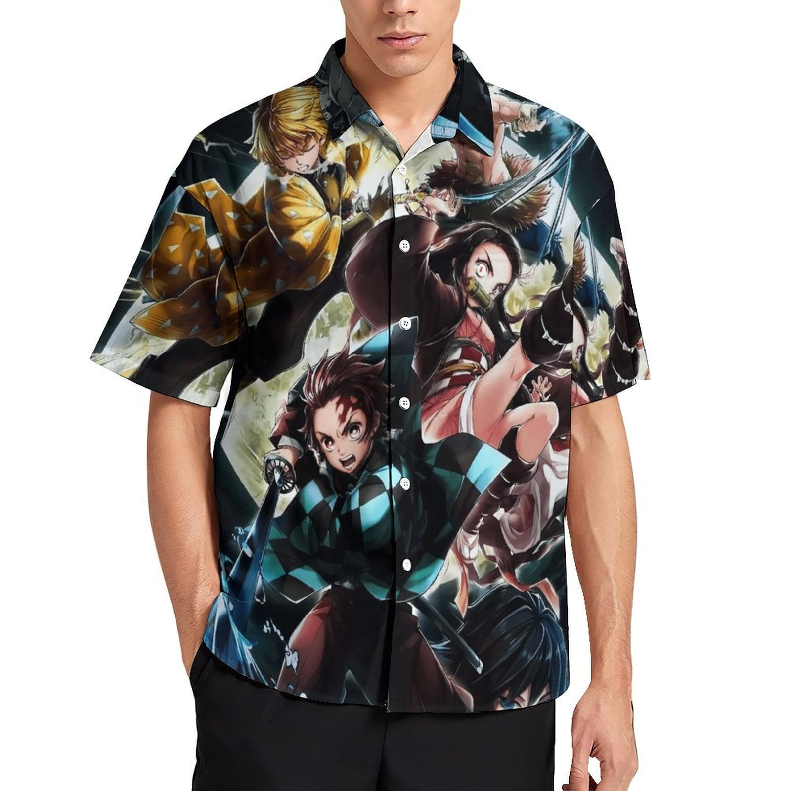 Demon Slayer Mens Hawaiian Shirt Short Sleeve Button Down Shirts ...