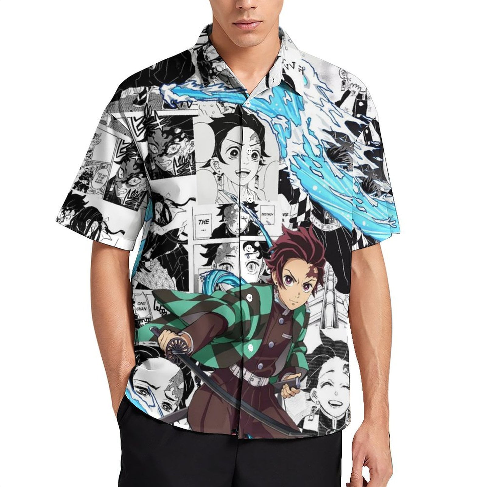 Demon Slayer Mens Hawaiian Shirt Short Sleeve Button Down Shirts ...