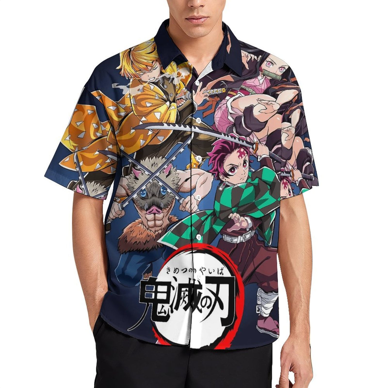 Demon Slayer Mens Hawaiian Shirt Short Sleeve Button Down Shirts ...
