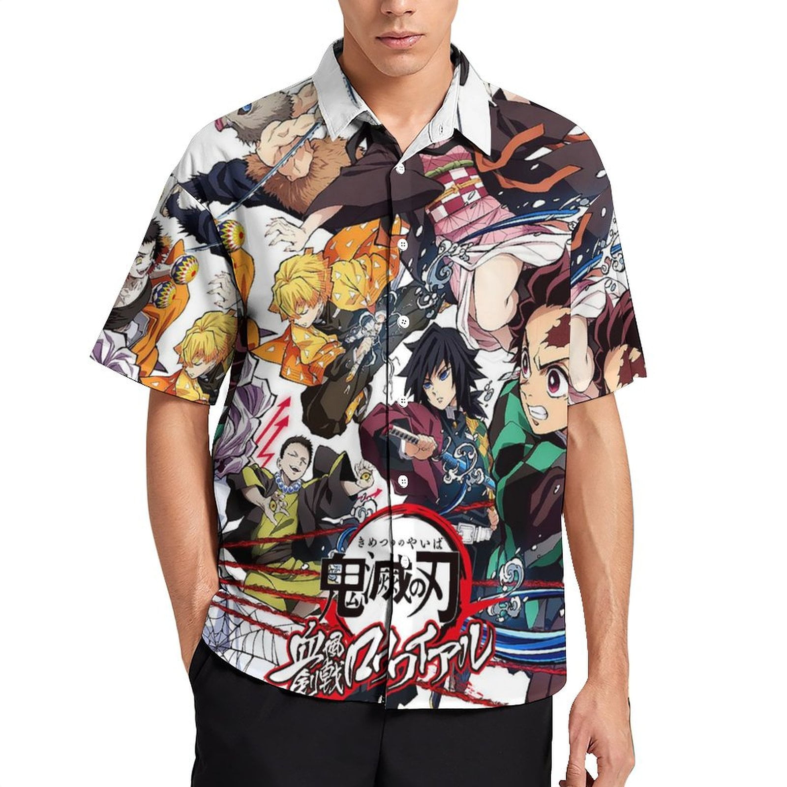 Demon Slayer Mens Hawaiian Shirt Short Sleeve Button Down Shirts ...