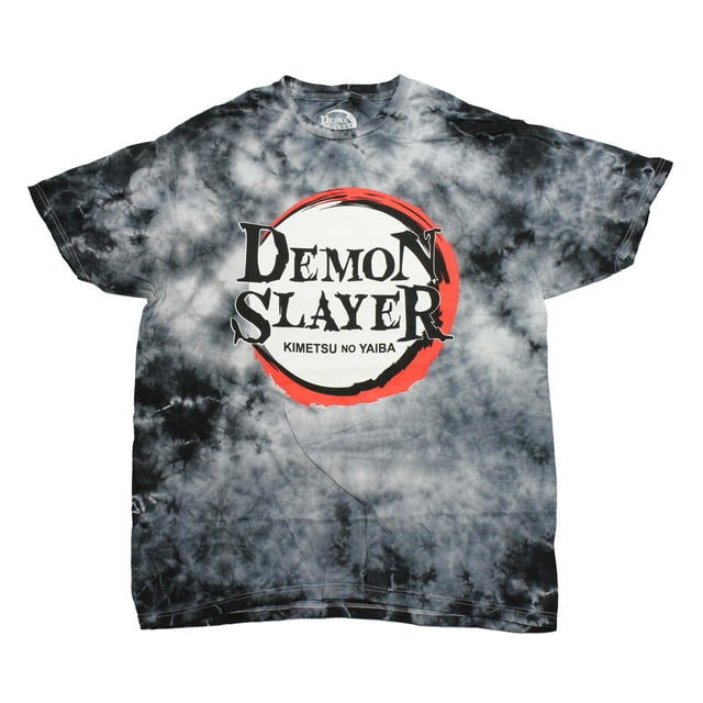 Demon Slayer Mens T-Shirt - Classic Logo over Kimetsu No Yaiba Name Tie ...