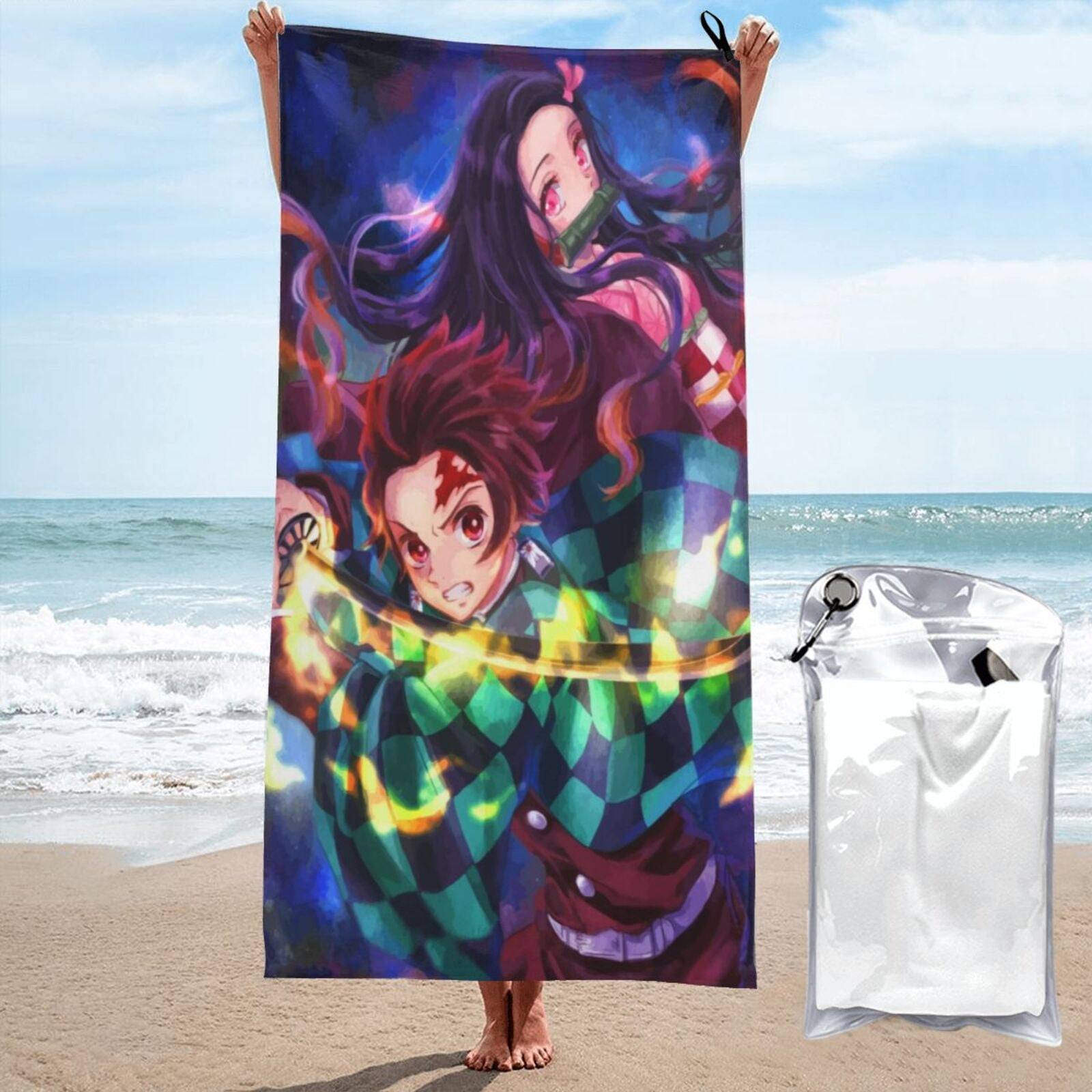 Demon Slayer Microfiber Beach Towel Oversized Lightweight Quick Dry ...