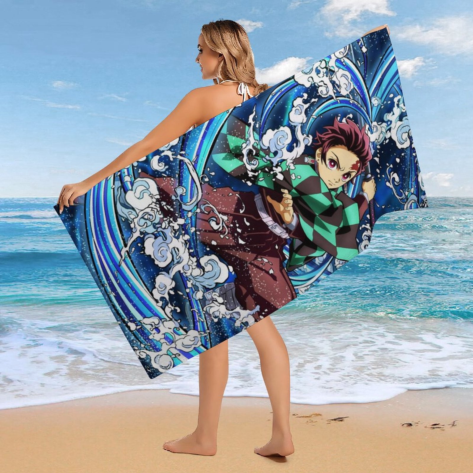 Demon Slayer Microfiber Beach Towel Oversized Lightweight Quick Dry Sand Free Large Towels for ...