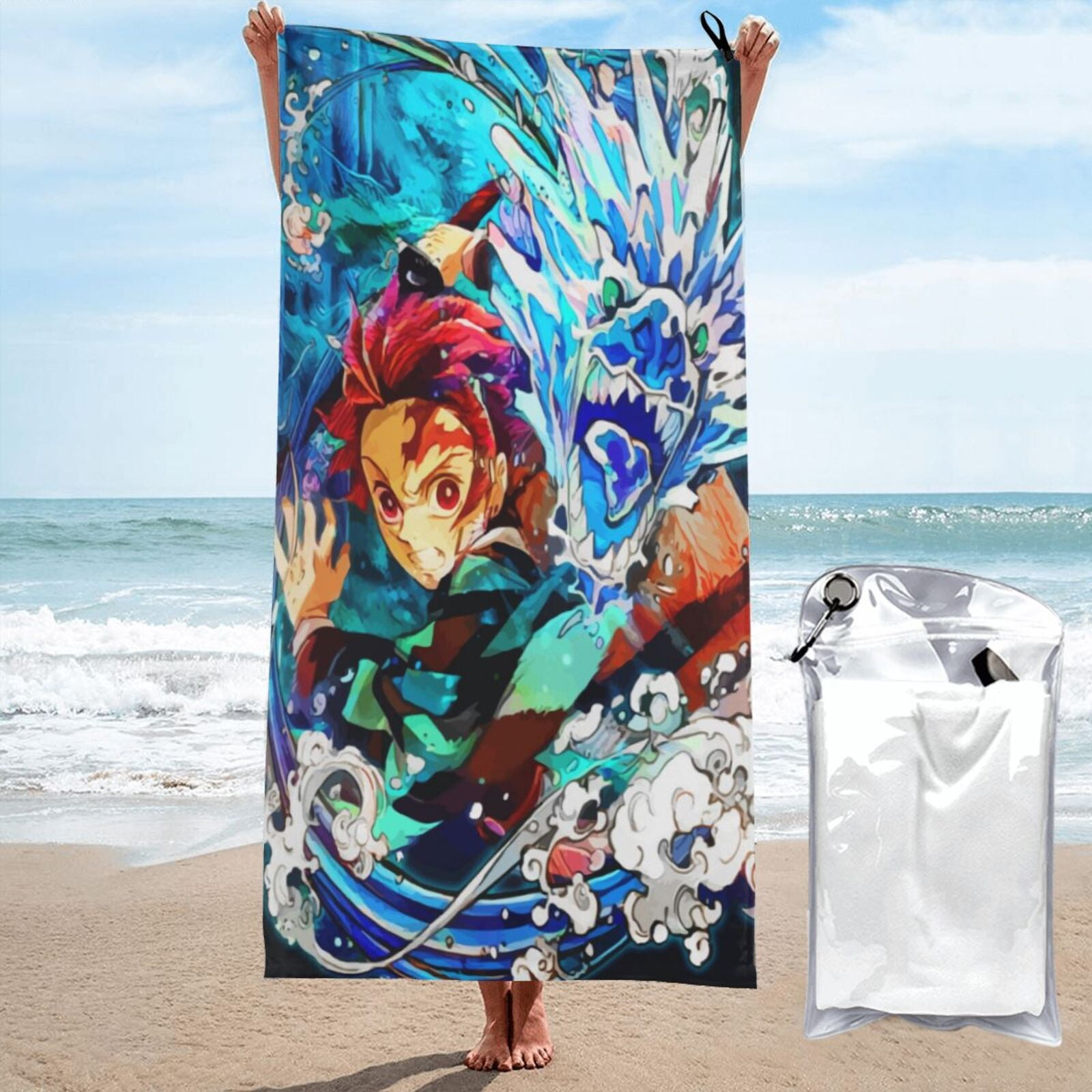 Demon Slayer Microfiber Beach Towel Oversized Lightweight Quick Dry ...