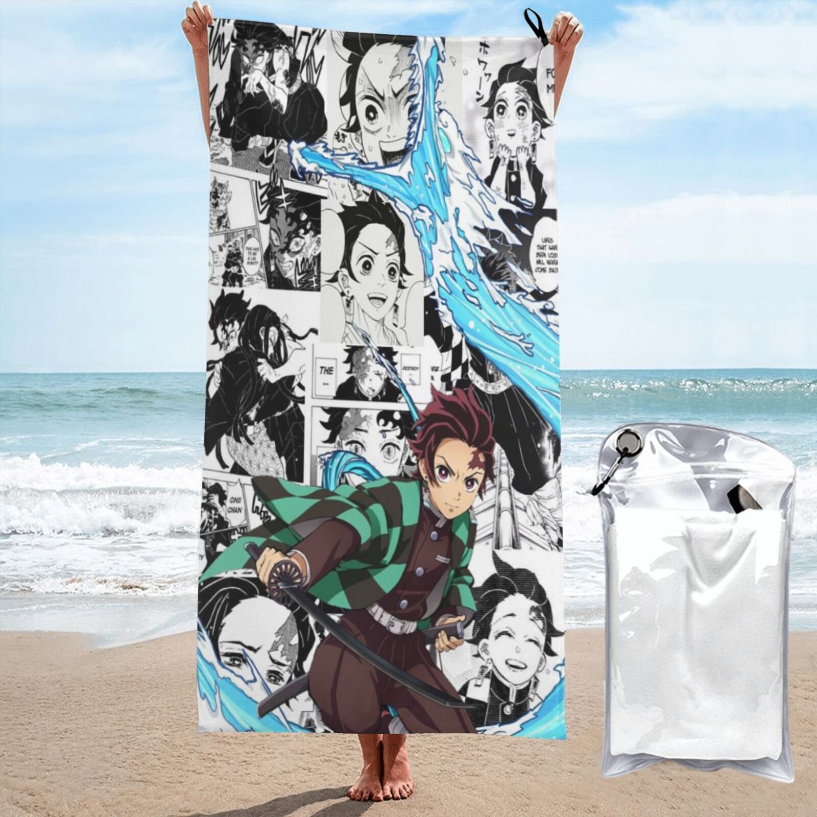Demon Slayer Microfiber Beach Towel Oversized Lightweight Quick Dry ...