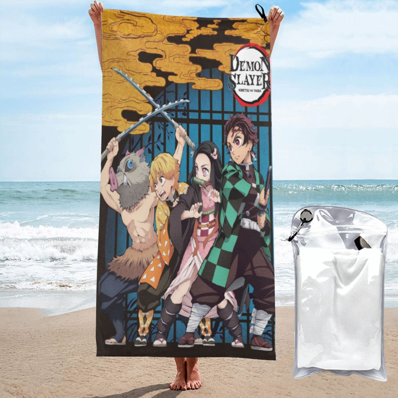 Demon Slayer Microfiber Beach Towel Oversized Lightweight Quick Dry ...