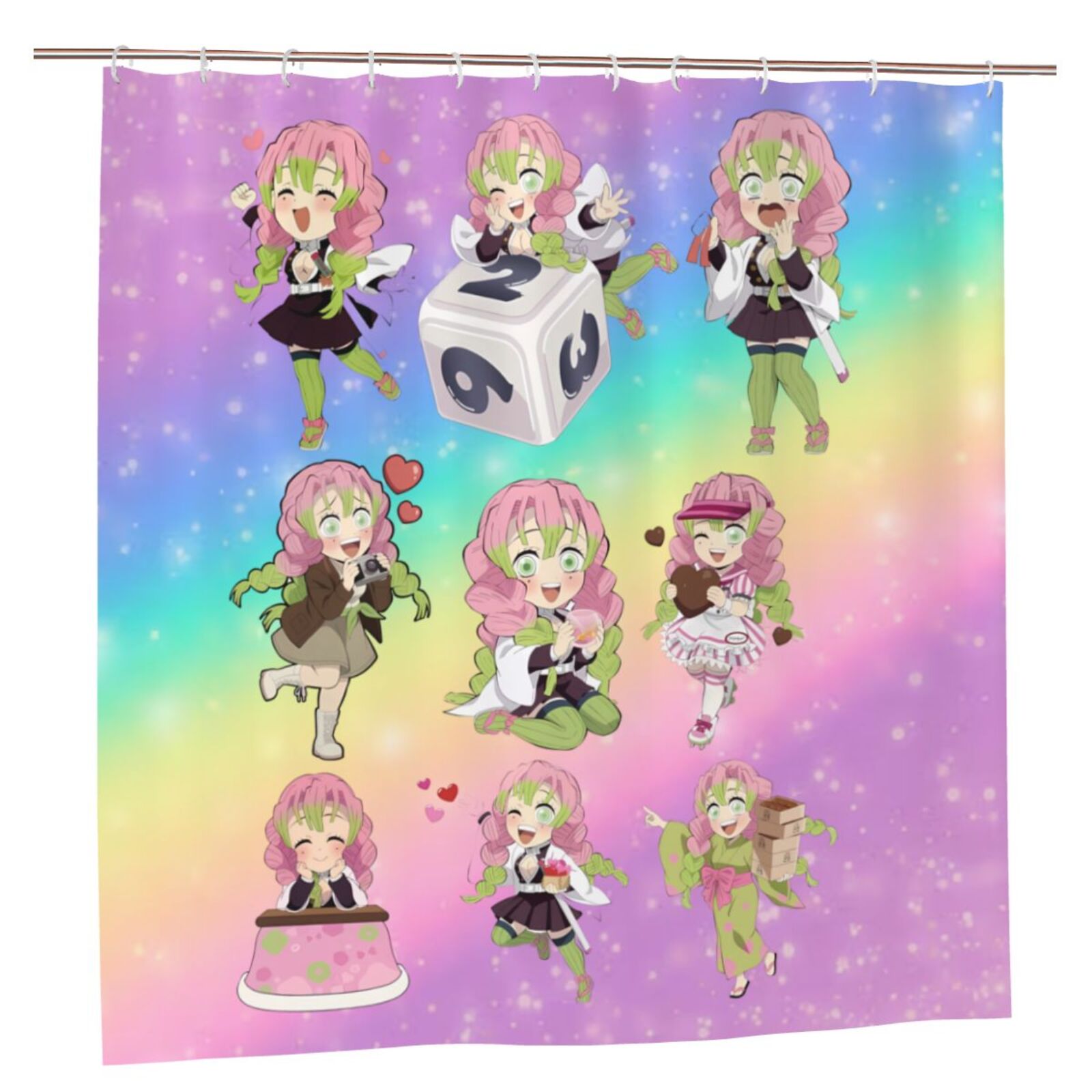 Demon Slayer Mitsuri Kanroji Bathroom Shower Curtain,Bath Curtains ...