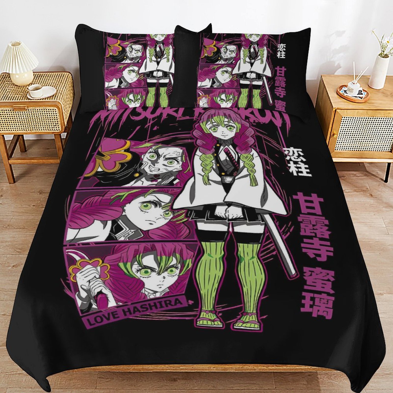 Demon Slayer Mitsuri Kanroji Bed Duvet Cover Microfiber Bedding Sets 3D ...