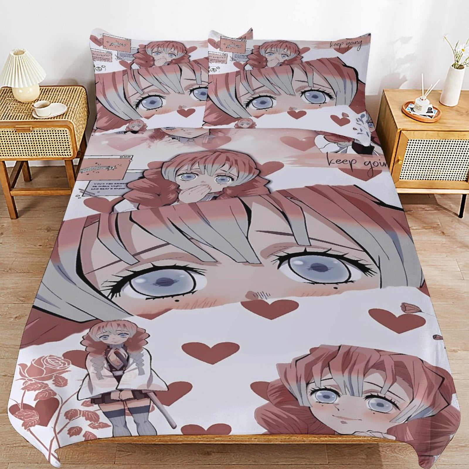 Demon Slayer Mitsuri Kanroji Bed Duvet Cover Microfiber Bedding Sets 3D ...