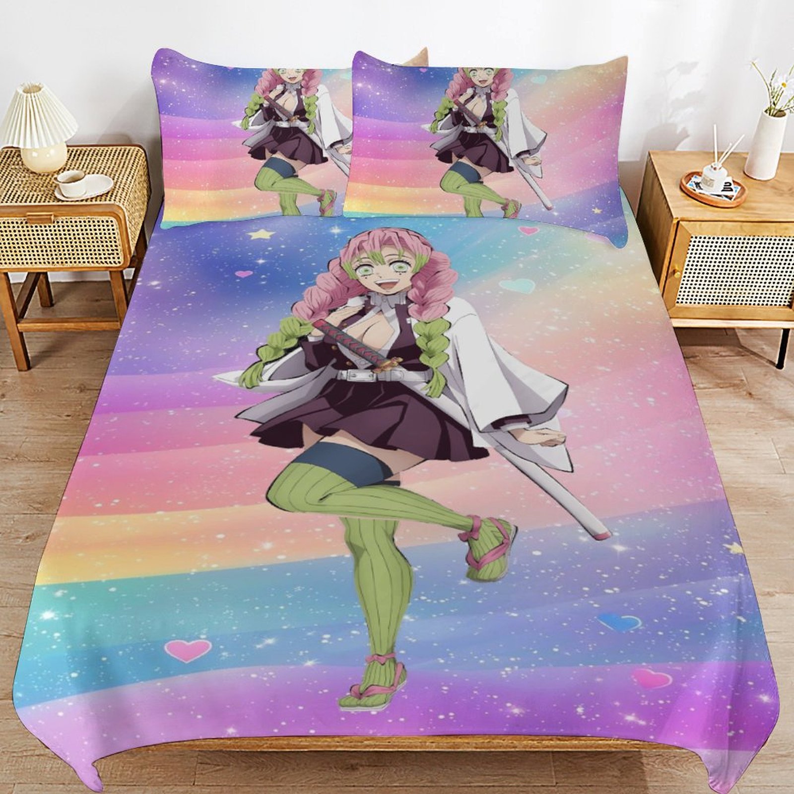 Demon Slayer Mitsuri Kanroji Bed Duvet Cover Microfiber Bedding Sets 3D ...