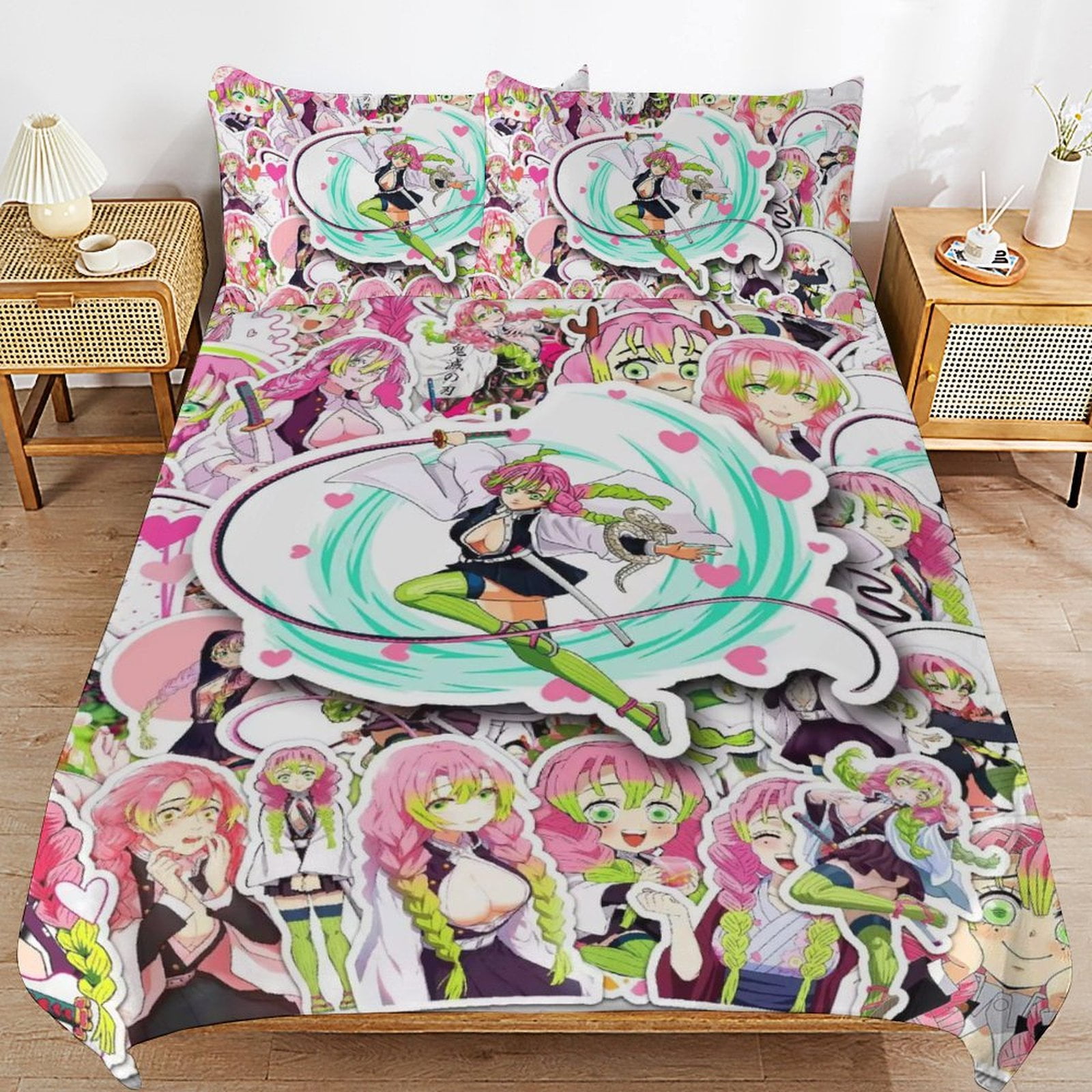 Demon Slayer Mitsuri Kanroji Bed Duvet Cover Microfiber Bedding Sets 3D ...