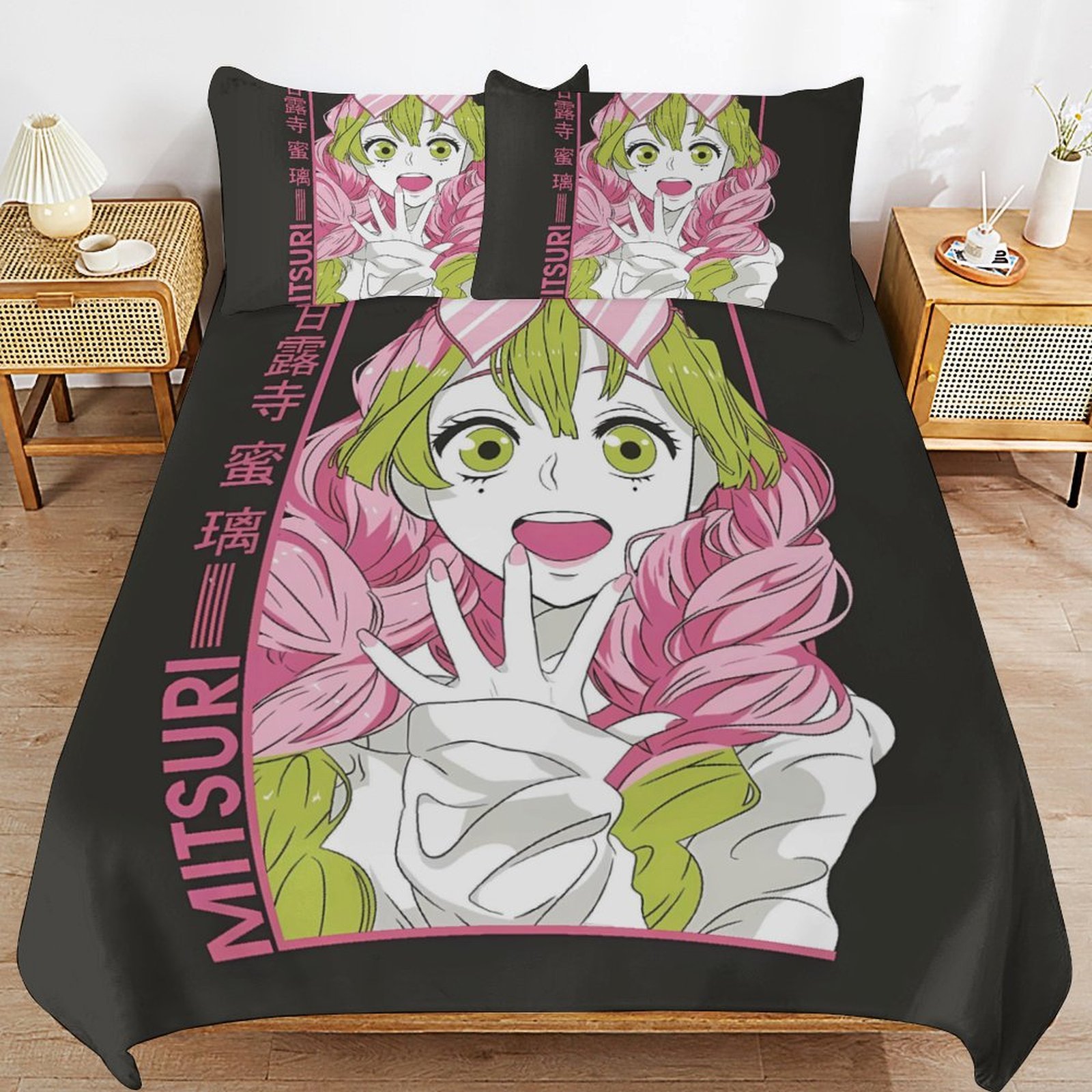 Demon Slayer Mitsuri Kanroji Bed Duvet Cover Microfiber Bedding Sets 3D ...