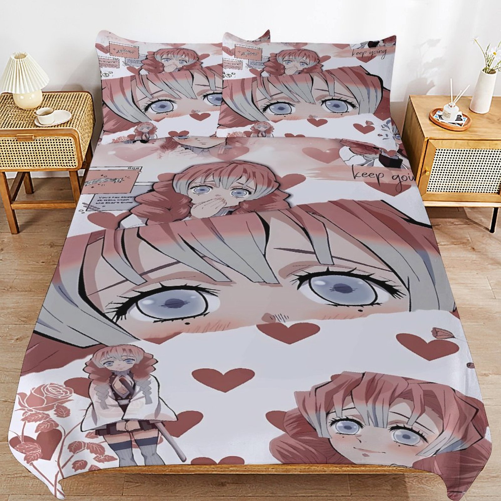Demon Slayer Mitsuri Kanroji Bed Duvet Cover Microfiber Bedding Sets 3D ...
