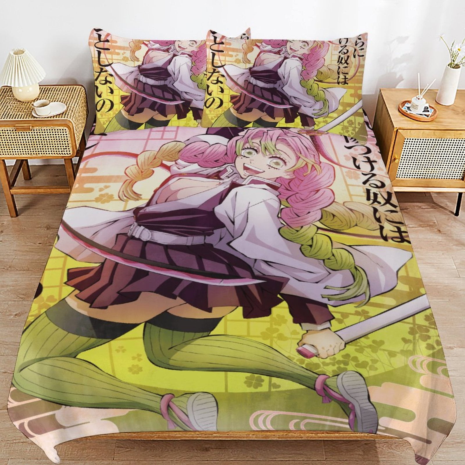 Demon Slayer Mitsuri Kanroji Bed Duvet Cover Microfiber Bedding Sets 3D ...