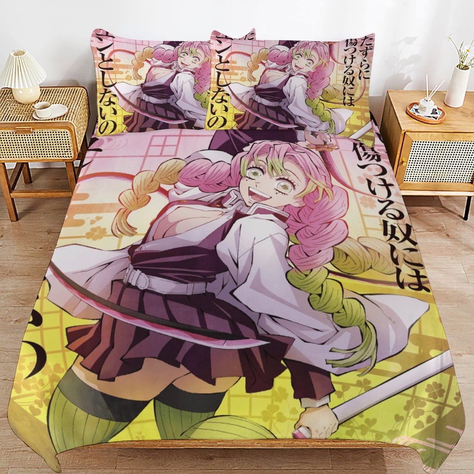 Demon Slayer Mitsuri Kanroji Bed Duvet Cover Microfiber Bedding Sets 3D ...
