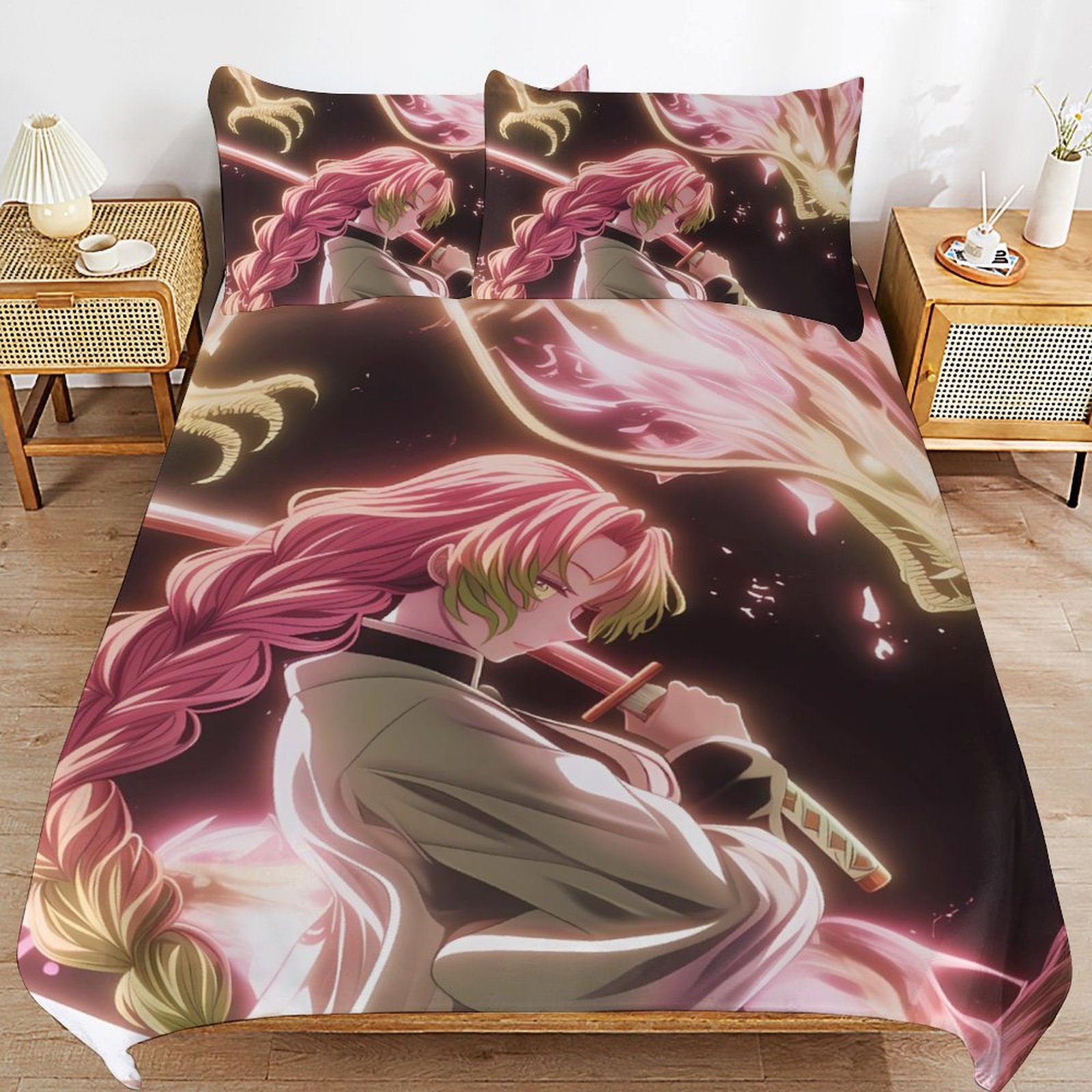 Demon Slayer Mitsuri Kanroji Bed Duvet Cover Microfiber Bedding Sets 3D ...