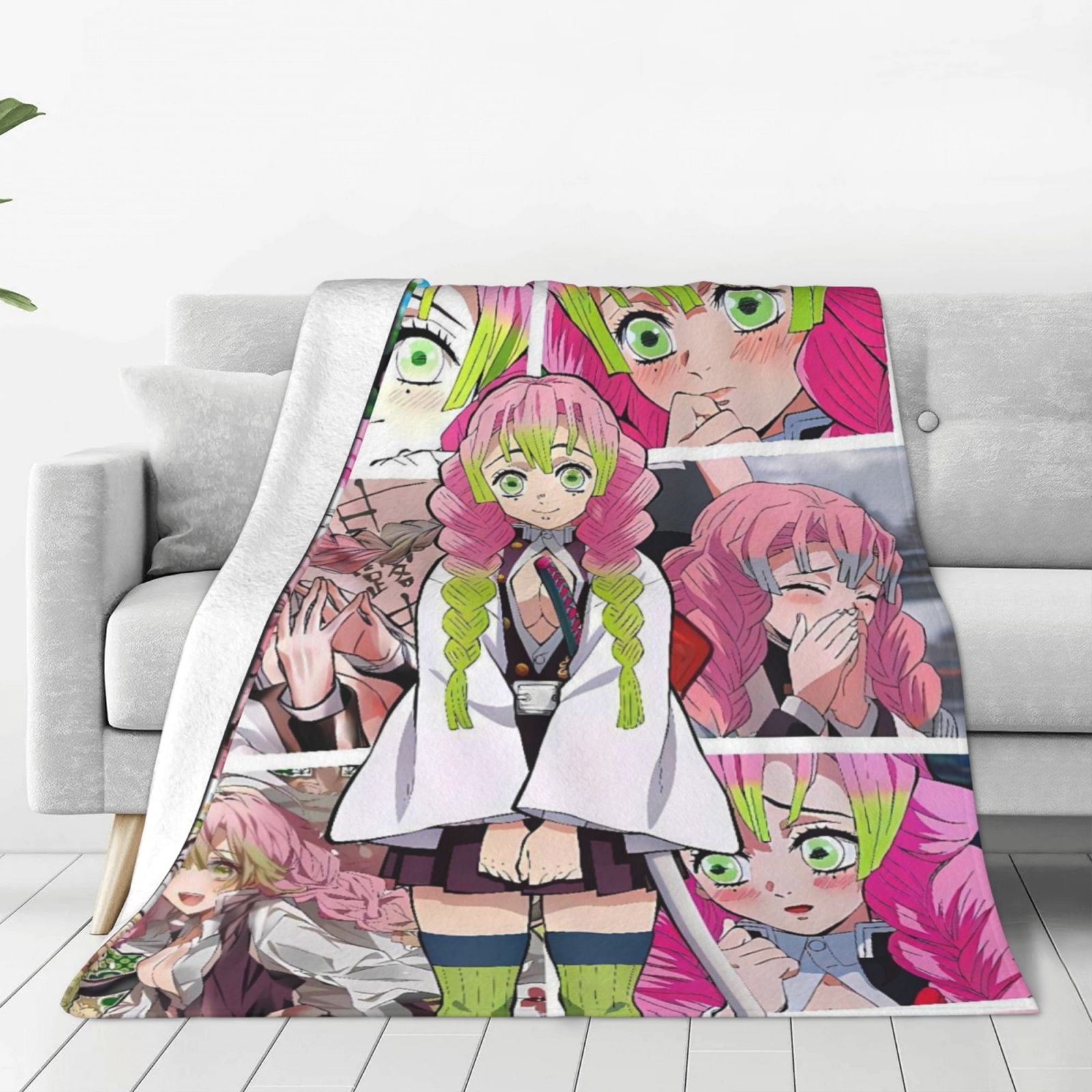 Demon Slayer Mitsuri Kanroji Collage Pattern Sherpa Fleece Blanket ...